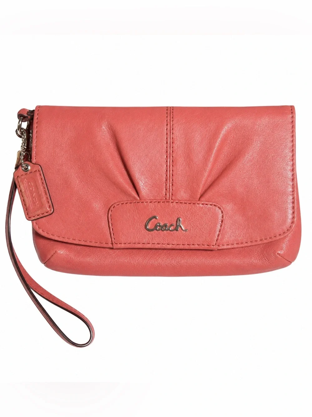Coach | Bags | Coach Coralsalmon Leather Convertible Wristlet Clutch ...